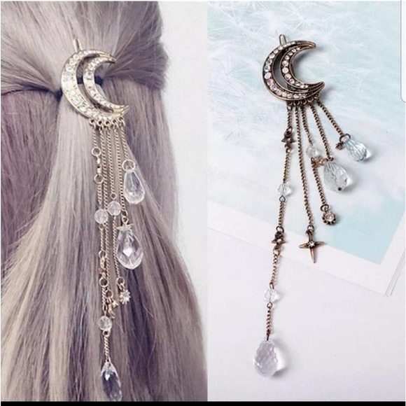 Boho & Basics | Accessories | Gold Moon And Stars Dangle Boho Hair Clip ...